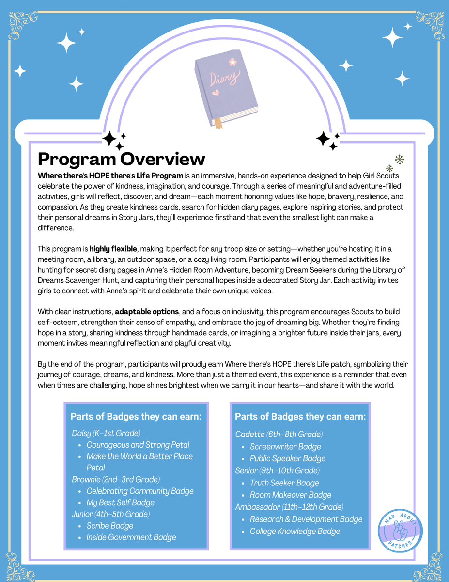 Where there's HOPE there's Life Program – Mad About Patches