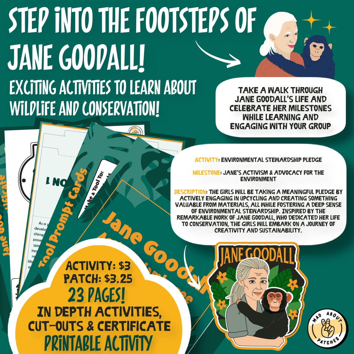 Jane Goodall Jamboree Activity - SELF PRINTABLE EXPERIENCE! – Mad About ...