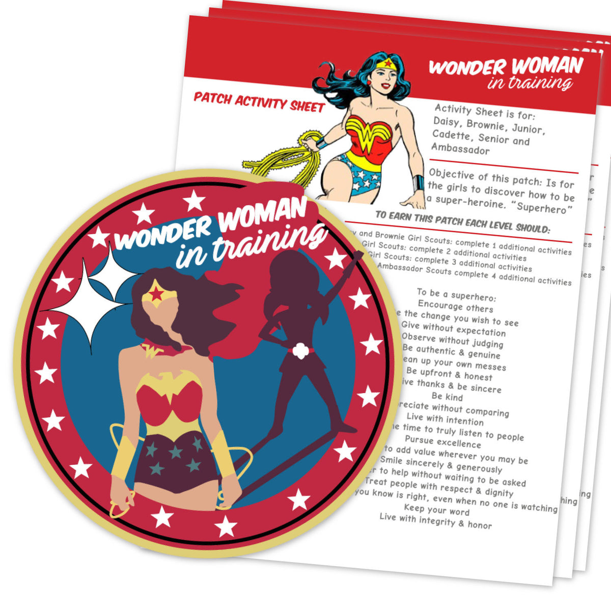 Wonder Woman in Training Patch Activity Sheet – Mad About Patches