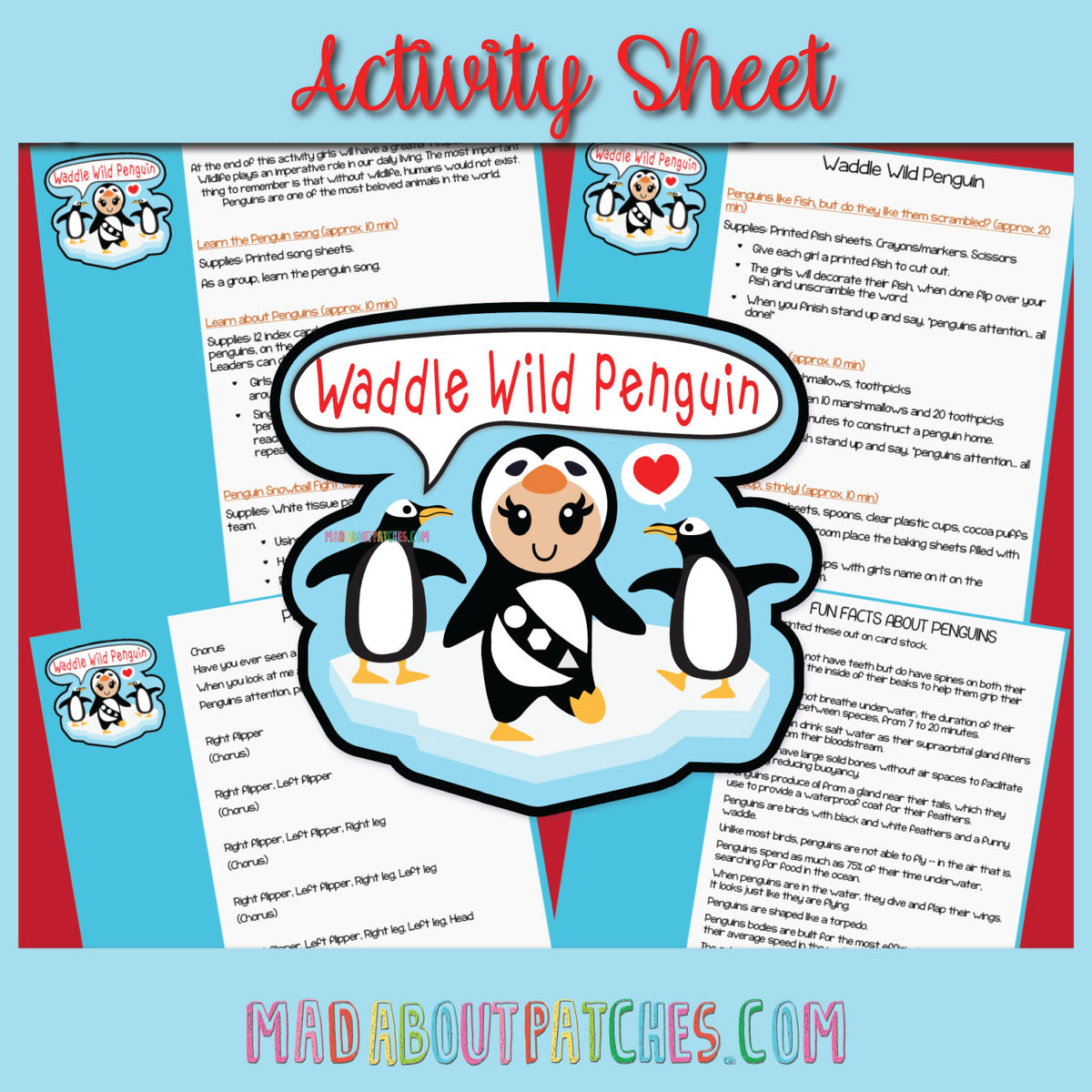 Waddle Wild Penguin Activity Sheet – Mad About Patches